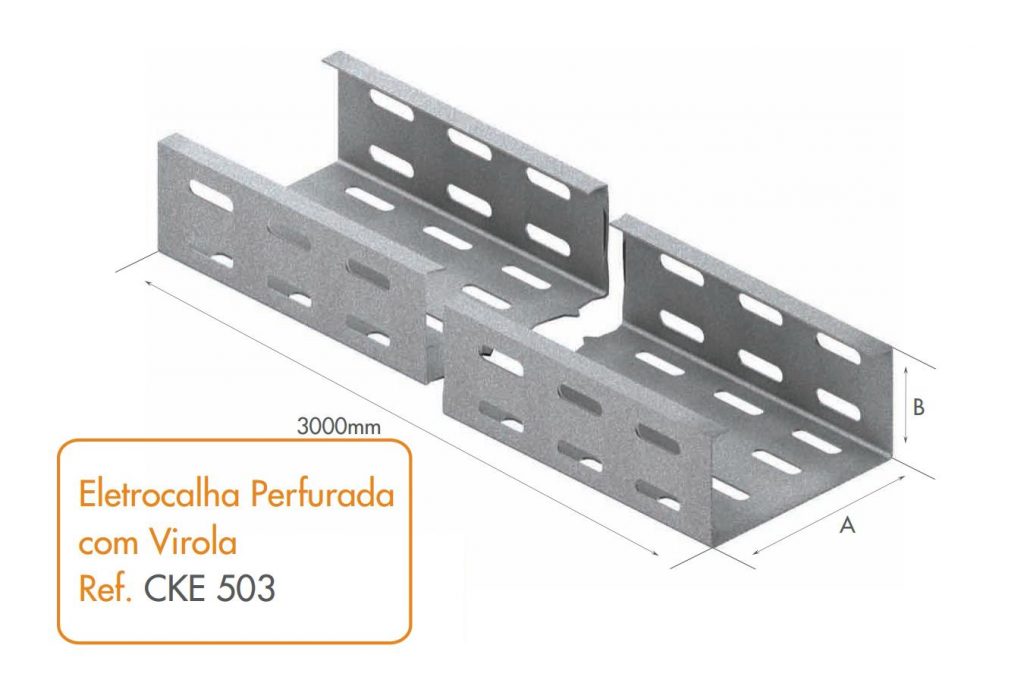 Eletrocalha perfurada com virola - Calhas Kennedy